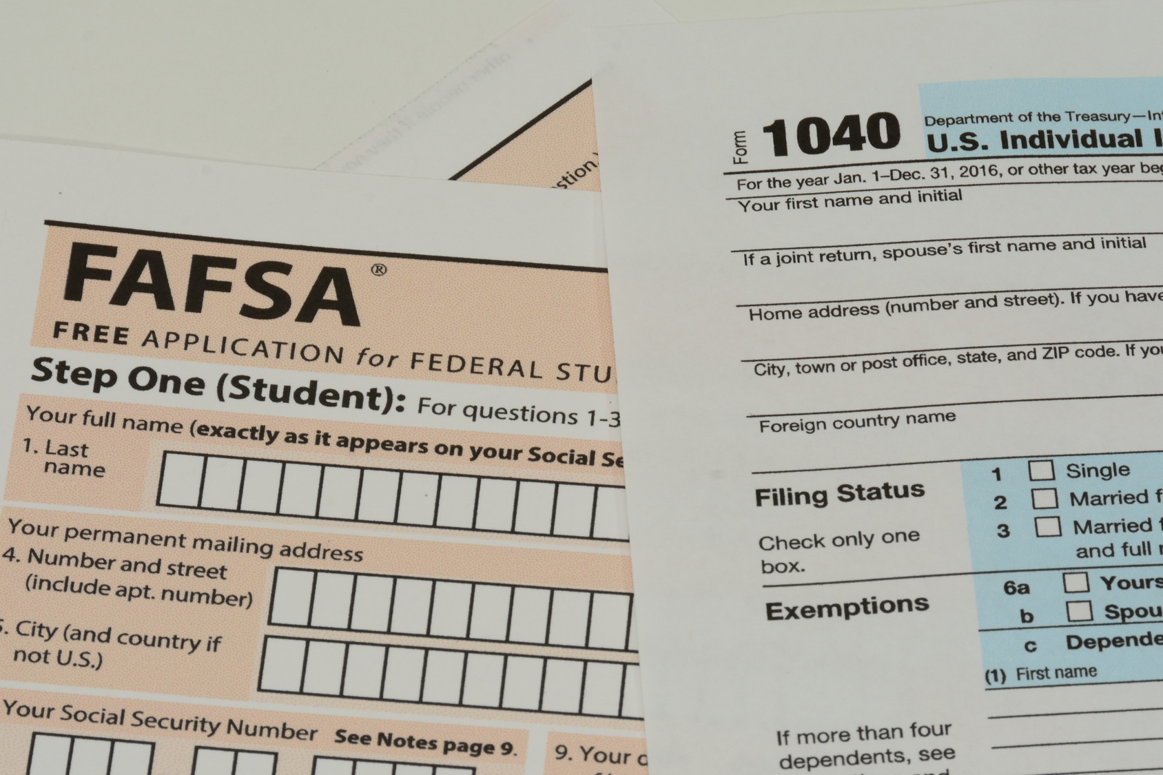 US IRS Form 1040 and FAFSA application — The James G. Martin Center for ...