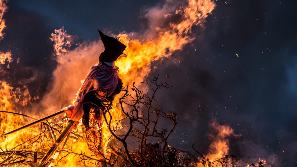 Witch Burning. Burning a witch effigy is a Danish midsummer tradition ...
